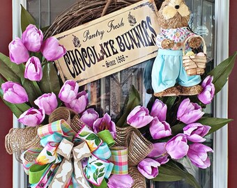 Easter Bunny Grapevine /farmhouse Easter Rabbit Wreath/rustic Spring ...