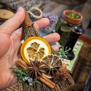 Witch Besom,mini Cinnamon Scented Broom With Dried Citrus,witch Broom,altar Decor,brooomornament ...