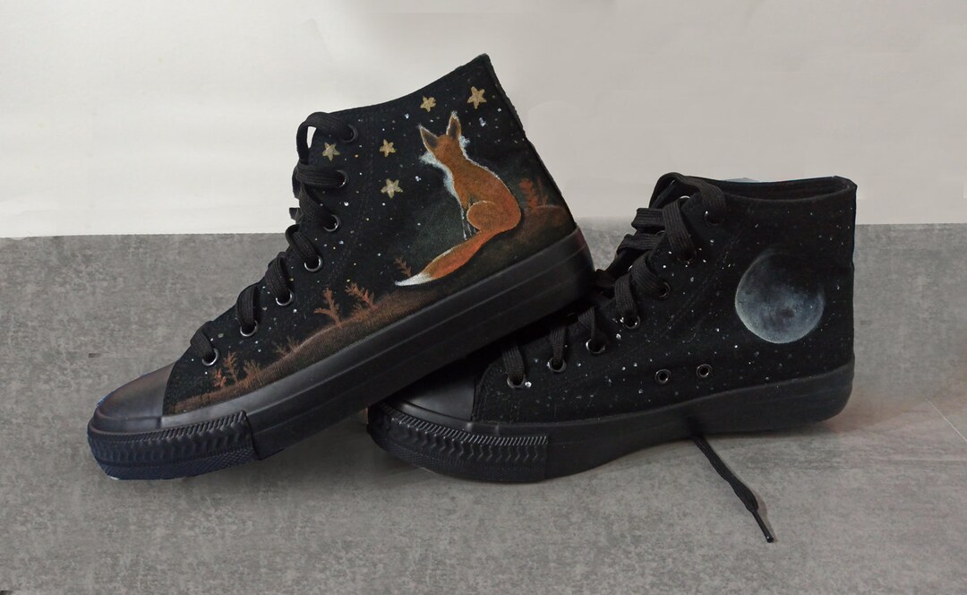 Custom Black Converse Shoes Hand Painted With Vaults - Etsy