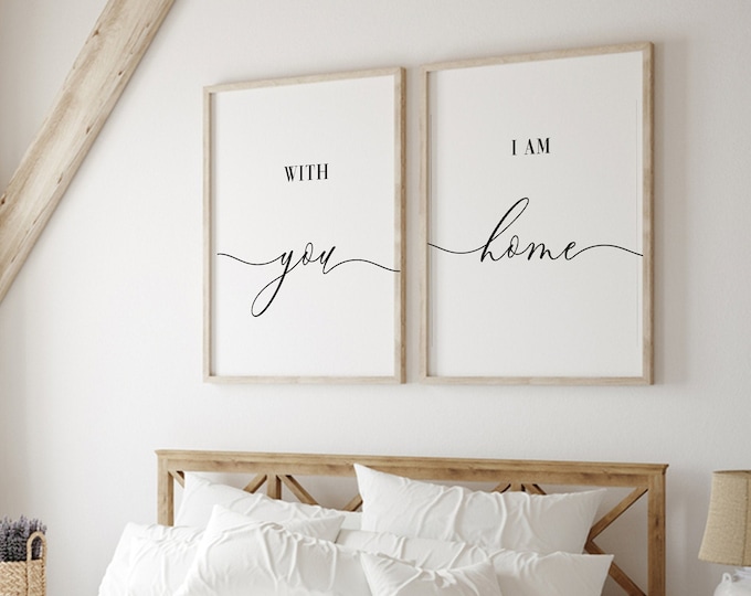 With You I Am Home, Minimalist Home Decor, Set of 2 Prints - Farmhouse ...