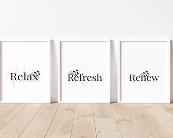 Bathroom Wall Decor, Relax Renew Refresh, Bathroom Signs, Blue Bathroom ...