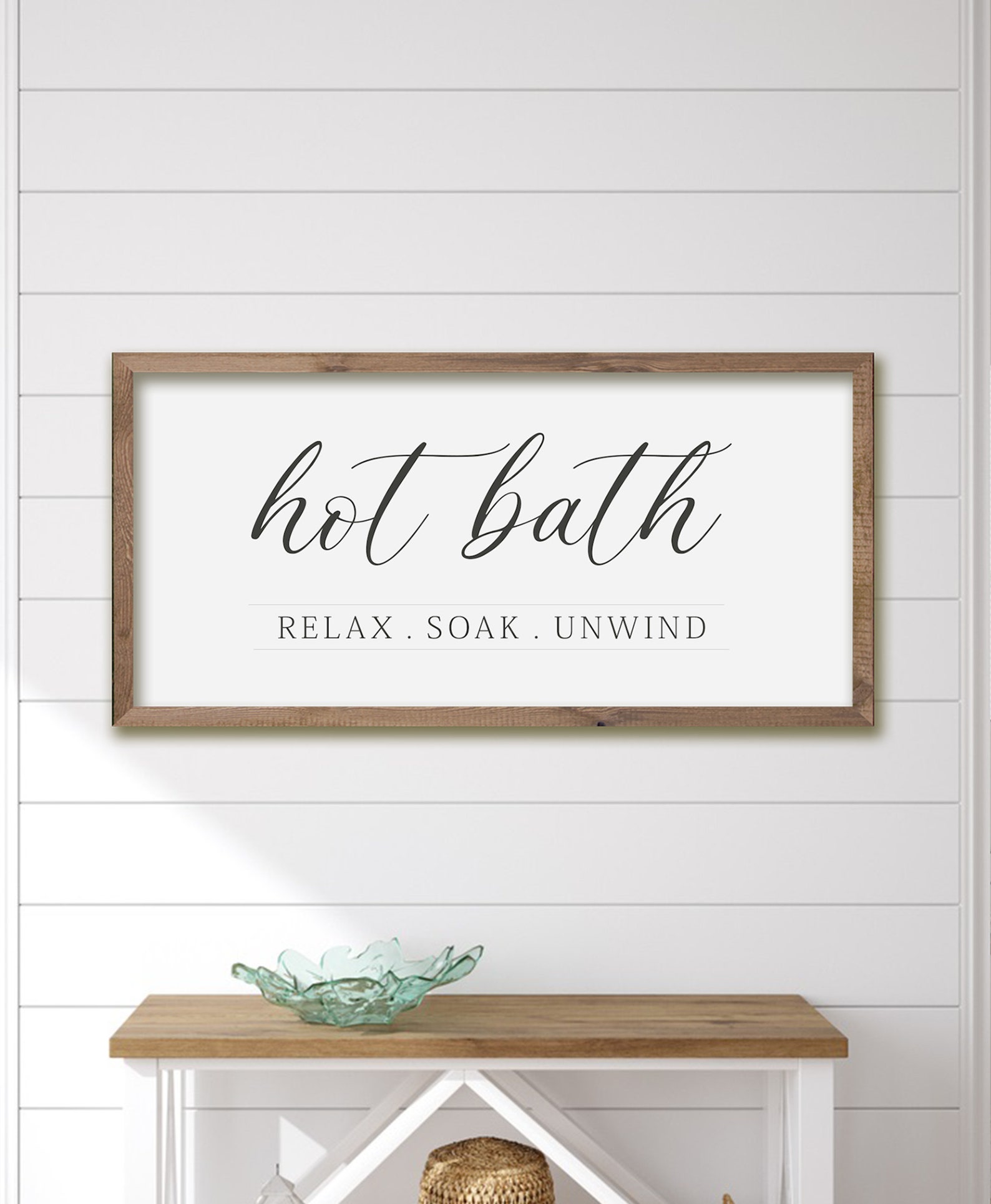 Bathroom Sign, Cute Hot Bath Sign Wood Sign, Black and White Bathroom ...
