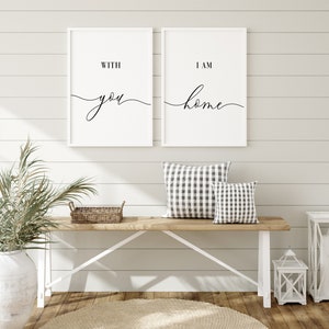 With You I Am Home Set of 2 Minimalist Farmhouse Prints Rustic Bedroom ...