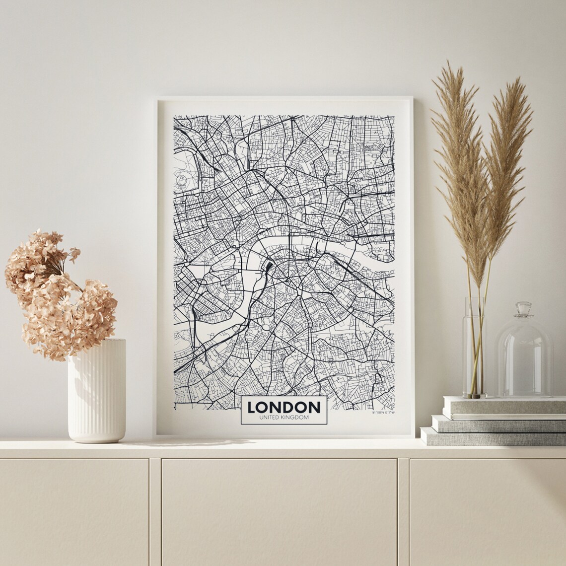 City of London Poster Map Frame Art London Map Print United | Etsy