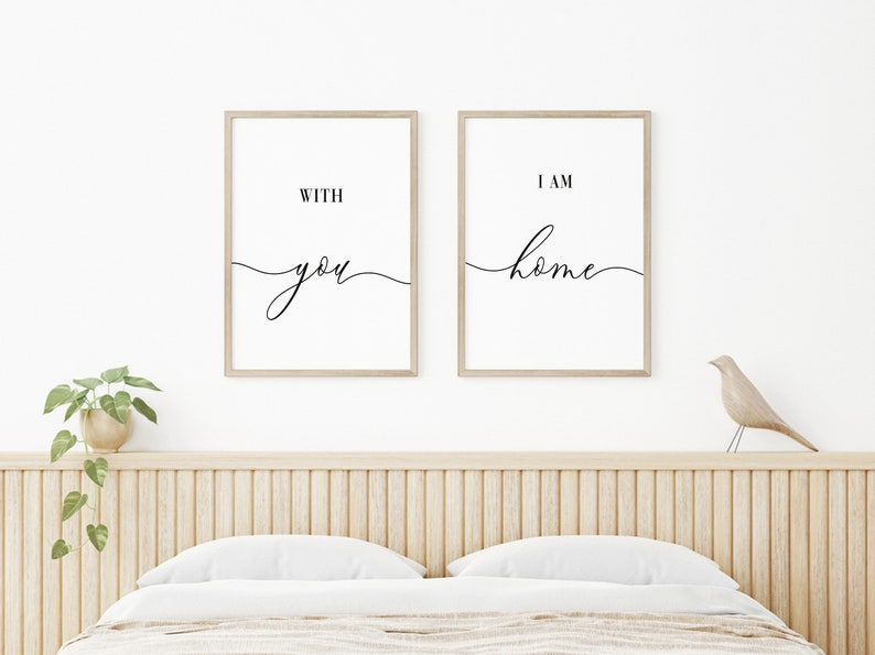 With You I Am Home, Minimalist Home Decor, Set of 2 Prints - Farmhouse ...
