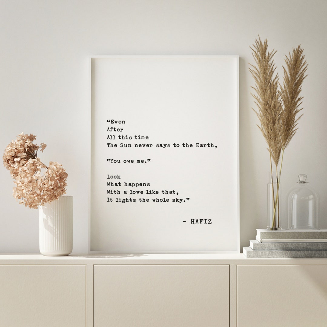 Hafiz Quote, Even After All This Time Wall Art, Inspirational Quotes ...