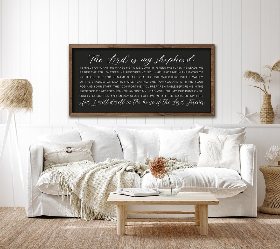 The Lord is My Shepherd Scripture Wall Art, Psalm 23 Farmhouse Decor ...
