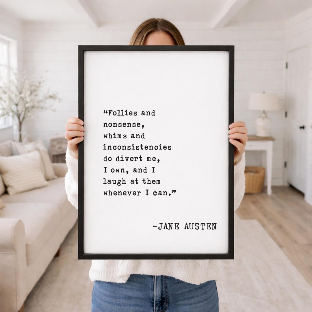 Pride and Prejudice Print – Jane Austen Quote, Literary Wall Art Extra ...