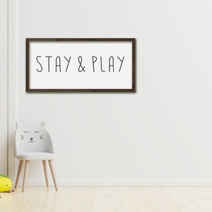 Stay and Play Sign, Playroom Decor, Playroom Wall Sign, Kids Wall Decor ...