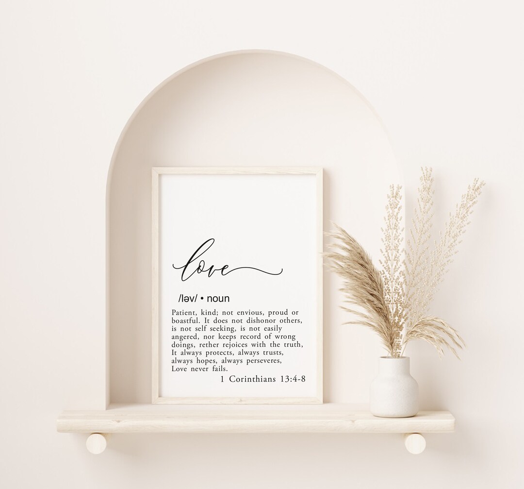 Love Dictionary Sign, Bible Verse Wall Art, 1 Cornthans 13:4-8 Home ...
