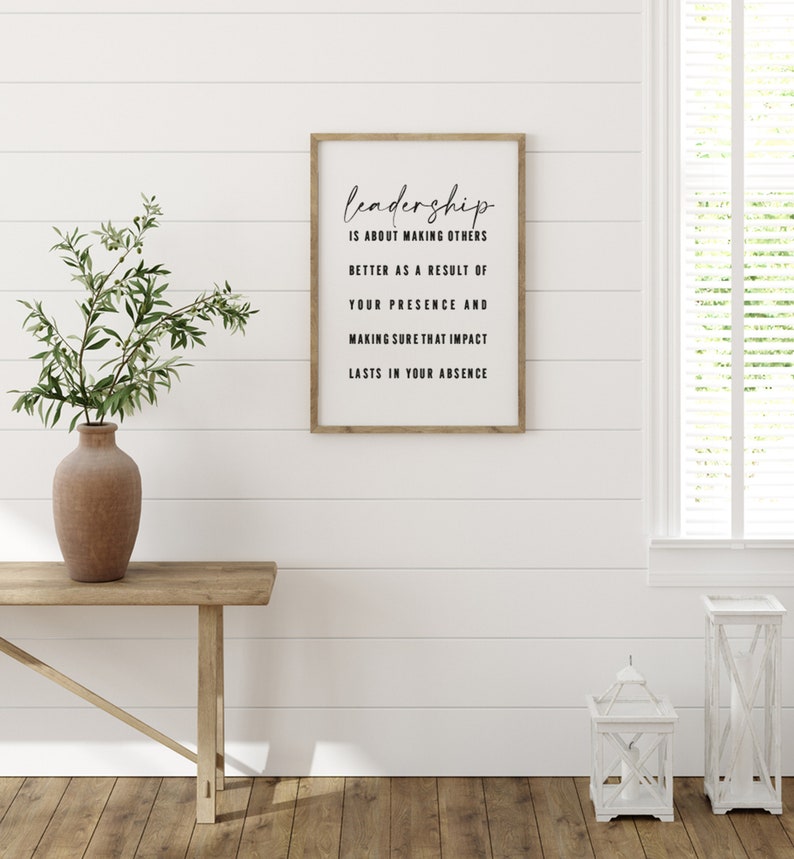 Leadership Quote Wall Art, Inspirational Wooden Frame, Office Decor ...