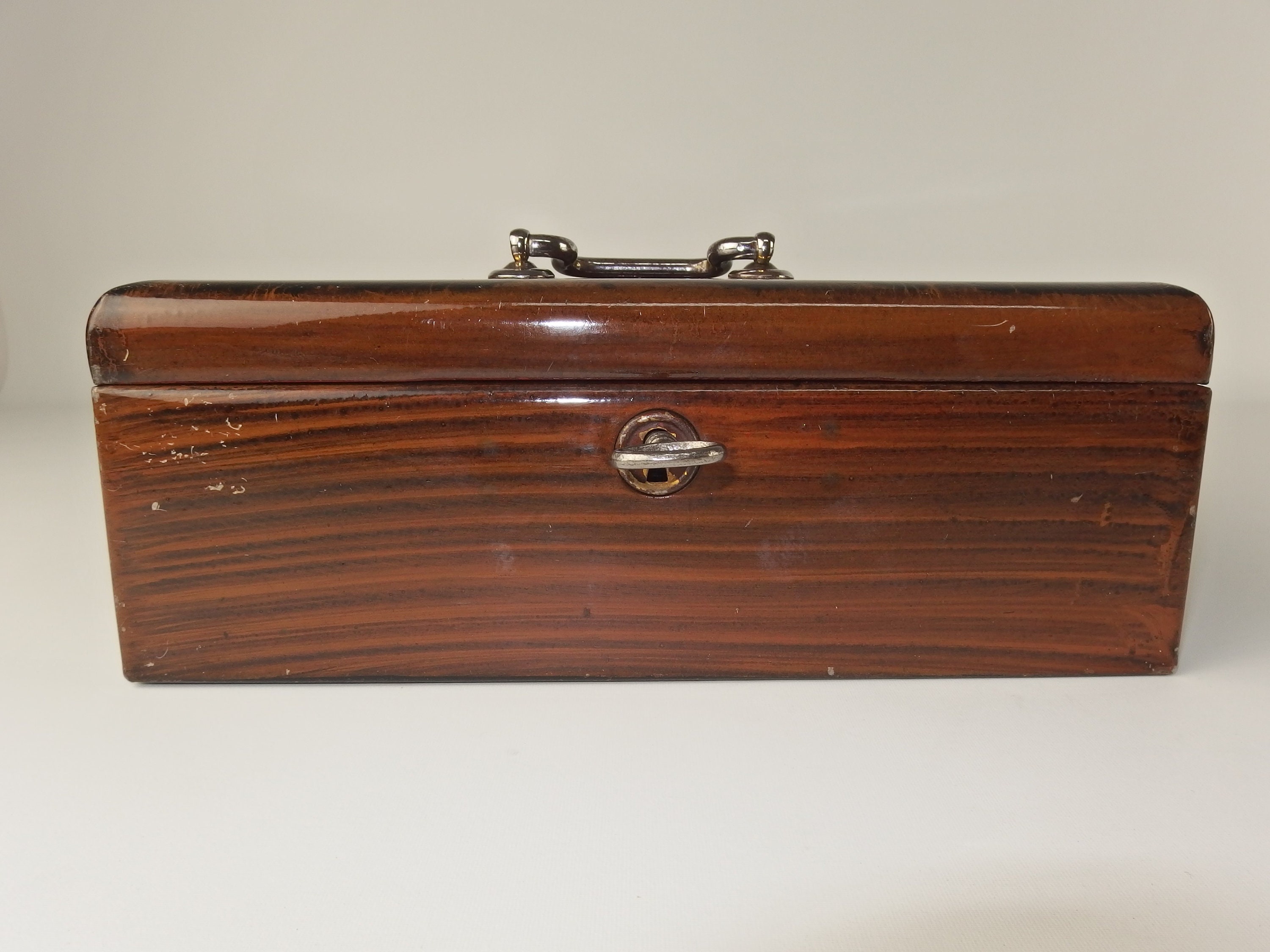 Antique Metal Money Box // Treasury Box // Wood Imitation Painting ...