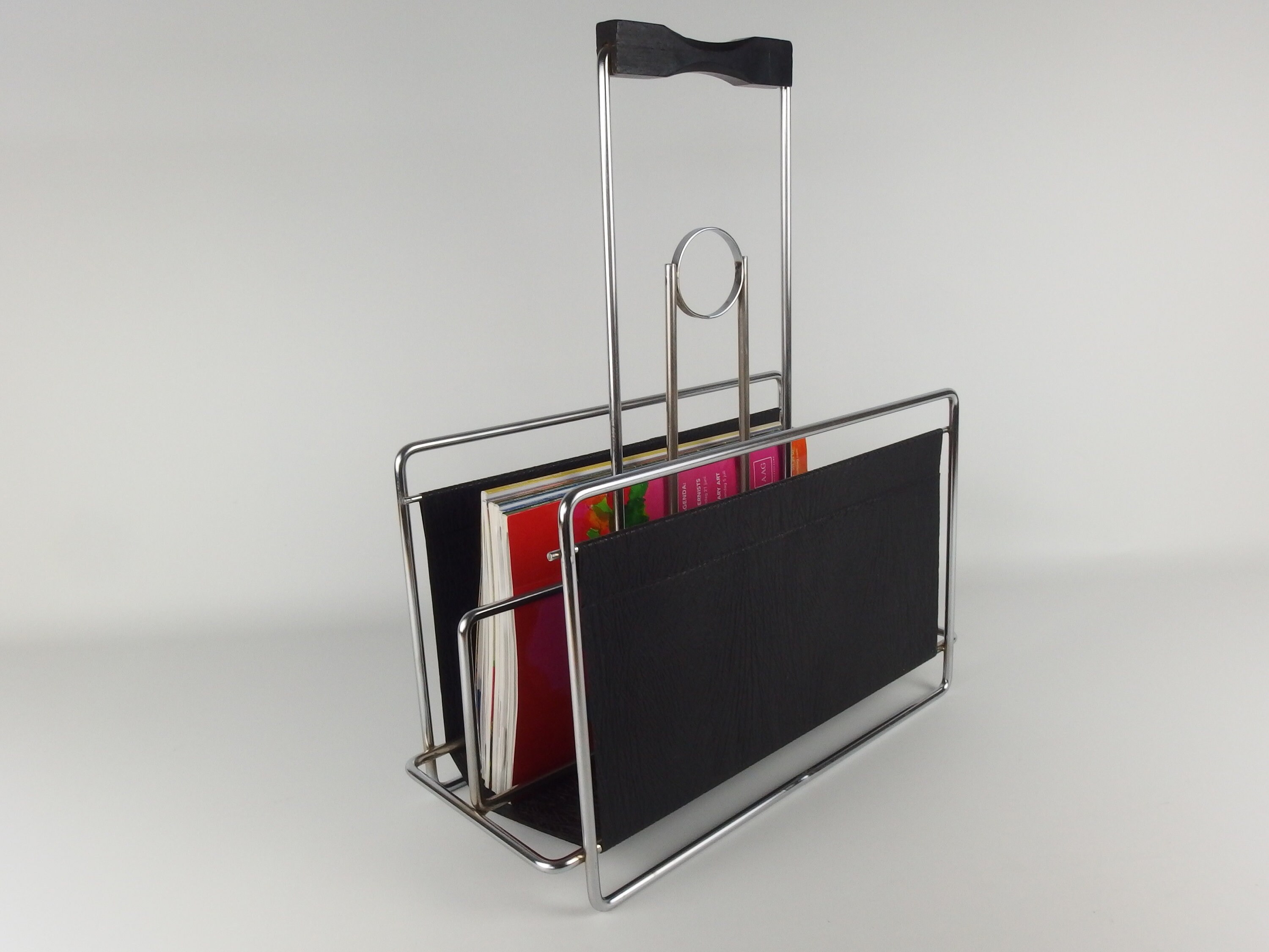 Vintage Chrome Magazine Rack // Rectangular Newspaper Holder // Chrome ...
