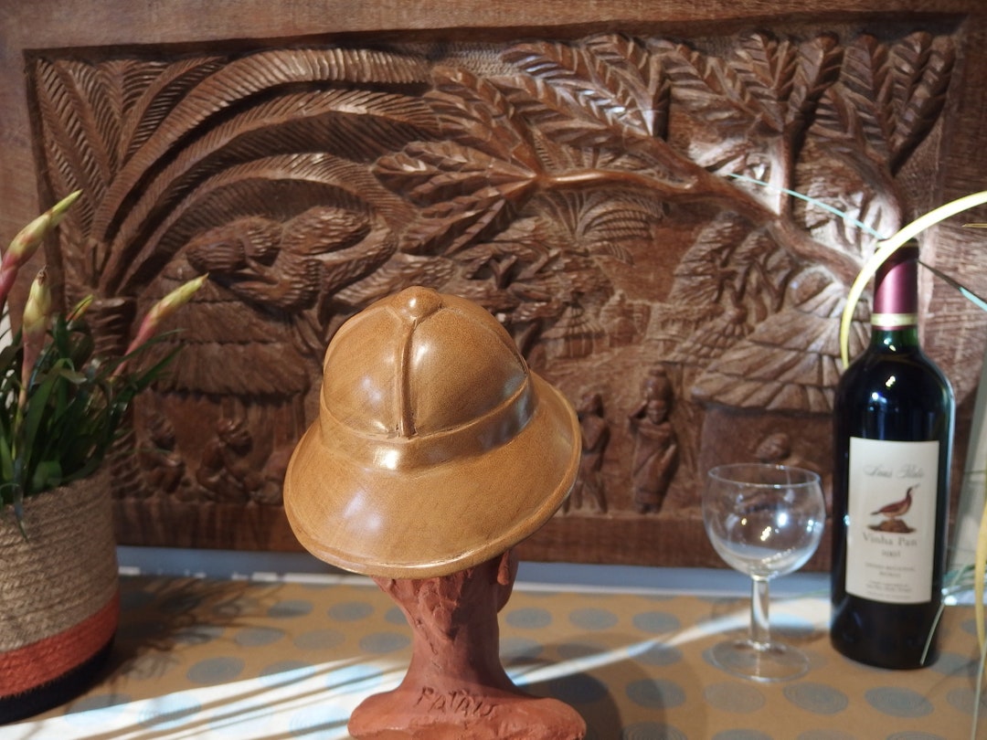 Vintage Miniature Wooden Pith Helmet // Colonial Safari Hat // Africa ...