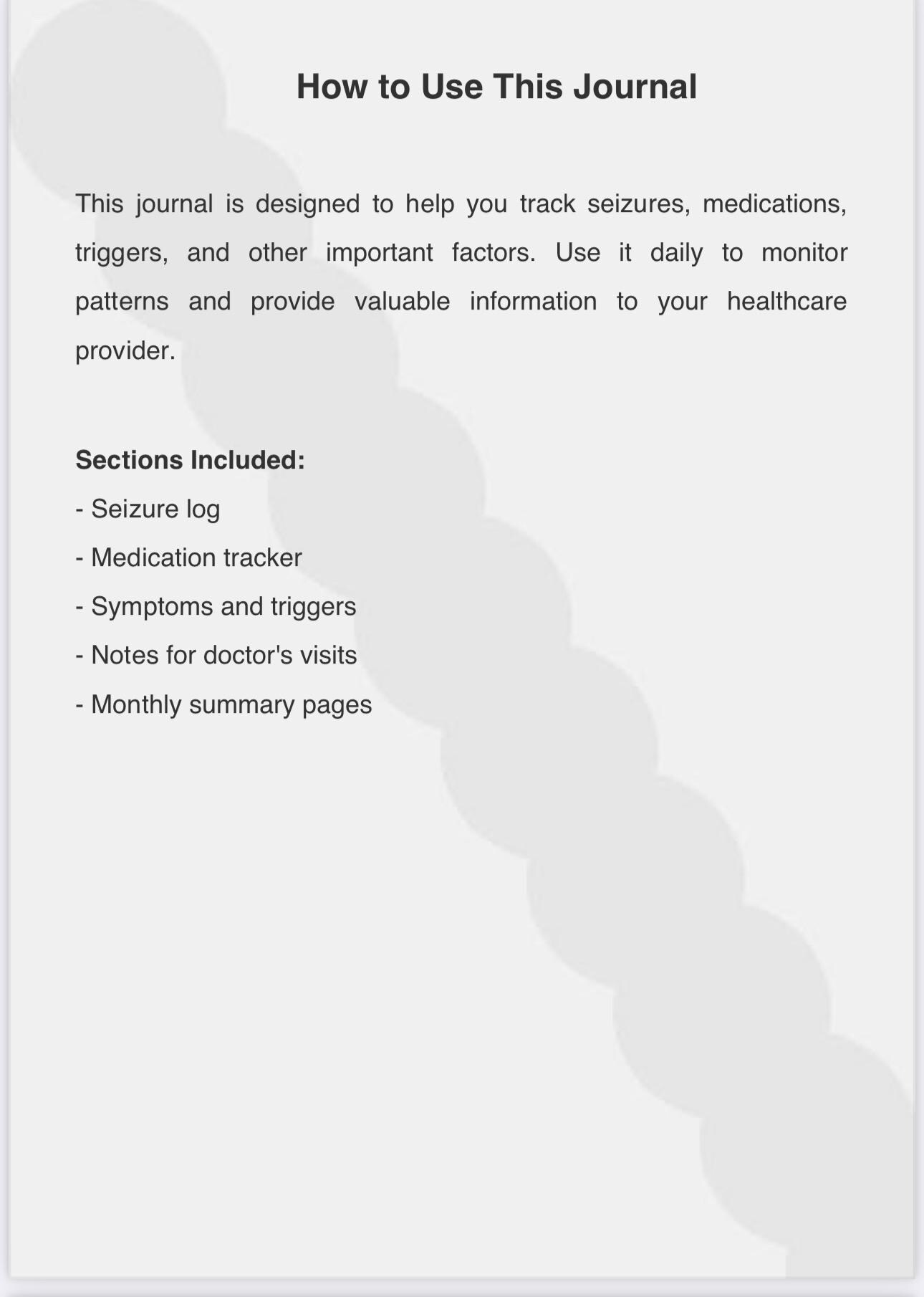 Seizure Tracking Journal | Printable Epilepsy Log | A5 PDF Download - Etsy