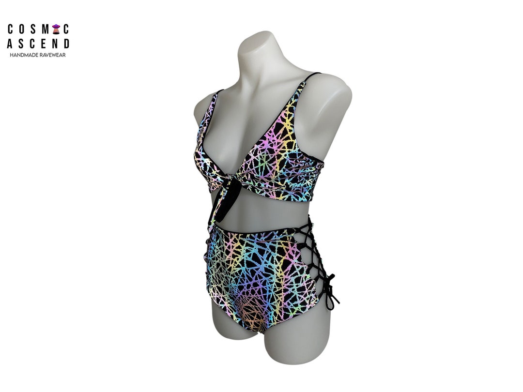 Reflective Chain Rave Set | Rave Outfit Set | Festival Top - Etsy