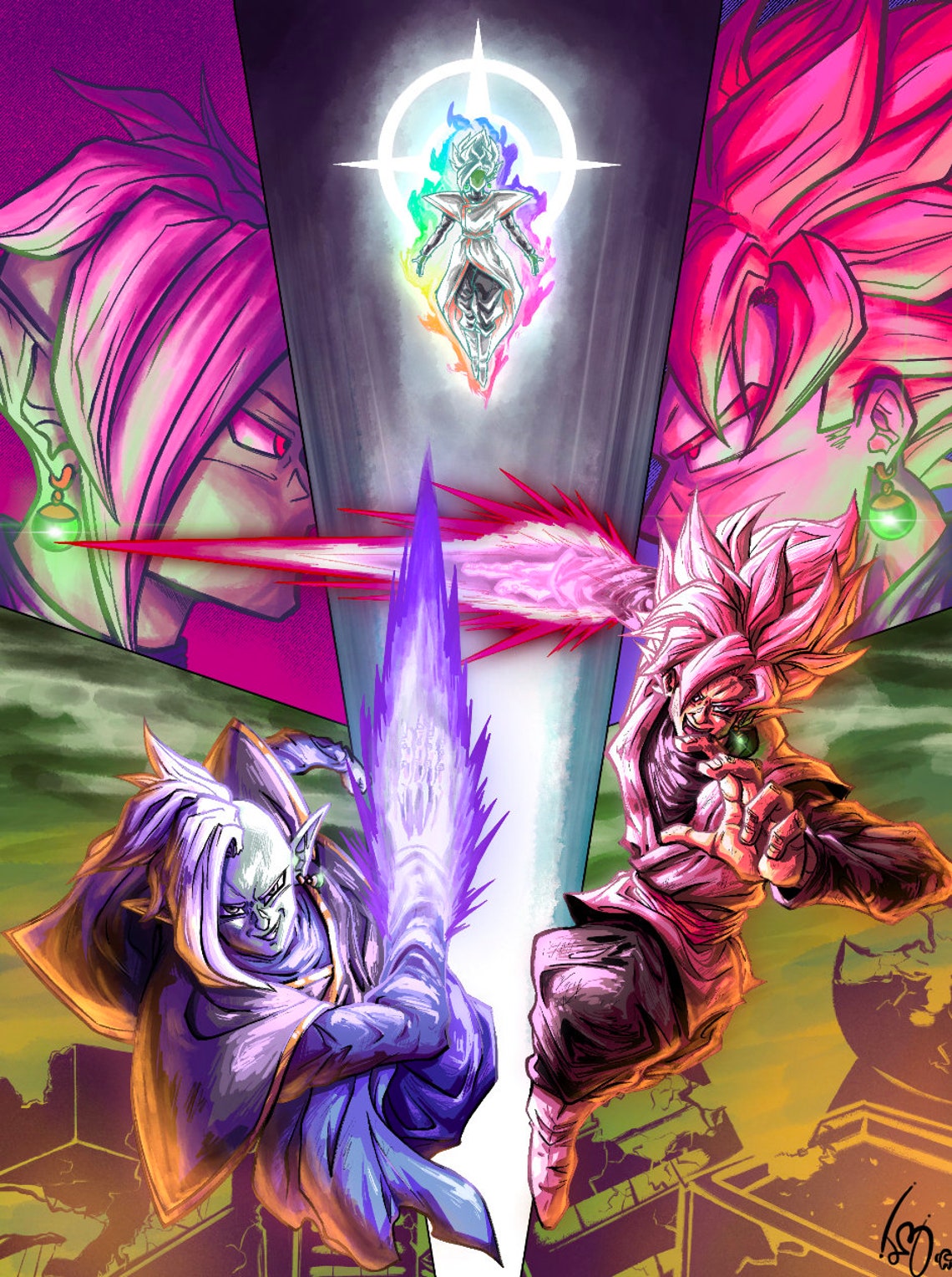Super Saiyan Rosé Goku Black and Zamasu 14”x10.5” Semi Gloss Poster - Etsy