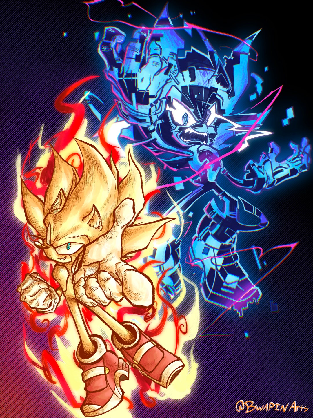 Super Sonic 2/cyber Sonic 14” X 10.5” Semi Gloss Poster | Sonic the ...