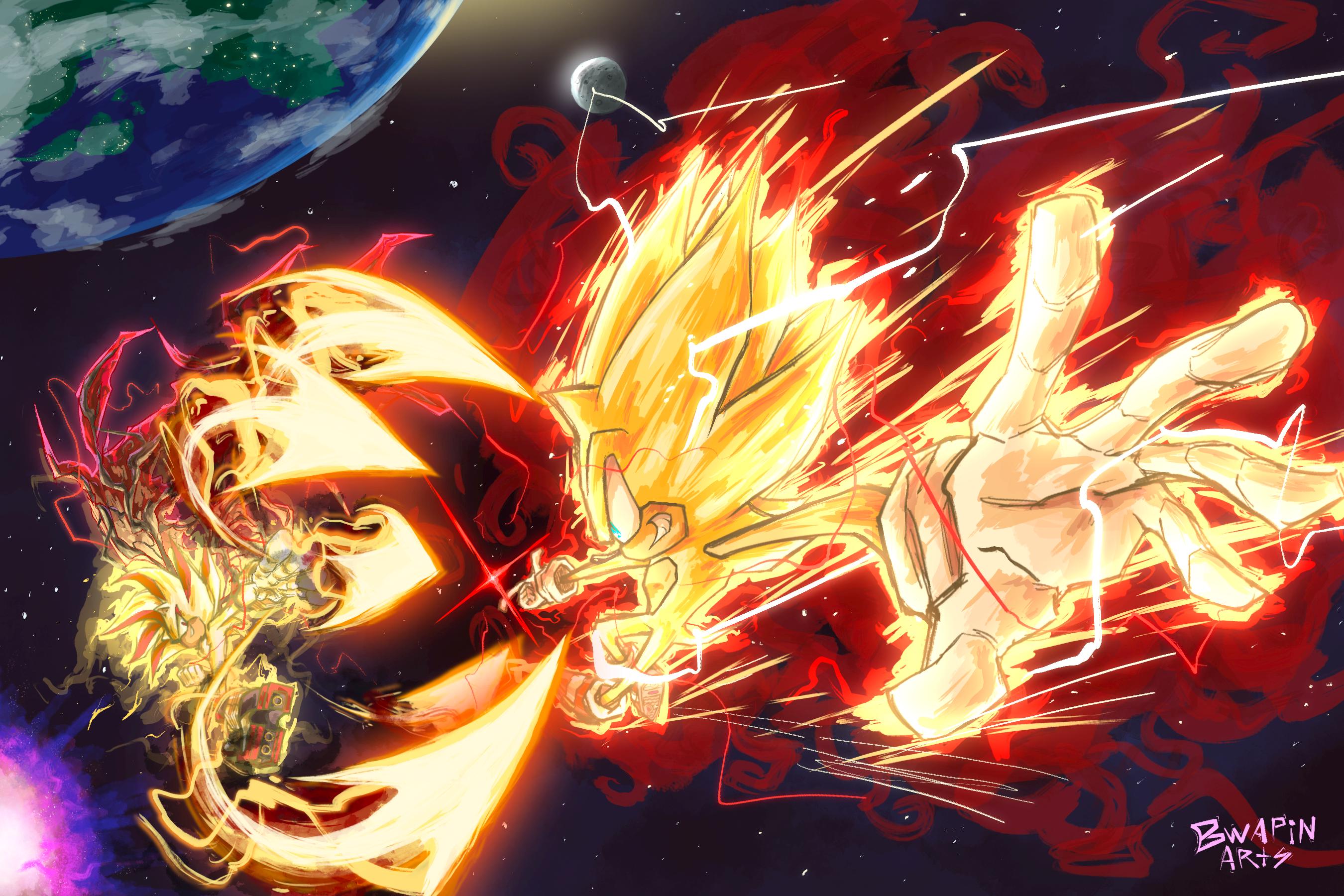 Super Sonic 2 Vs Doom Wings Super Shadow 11”x17” Semi Gloss Poster - Etsy