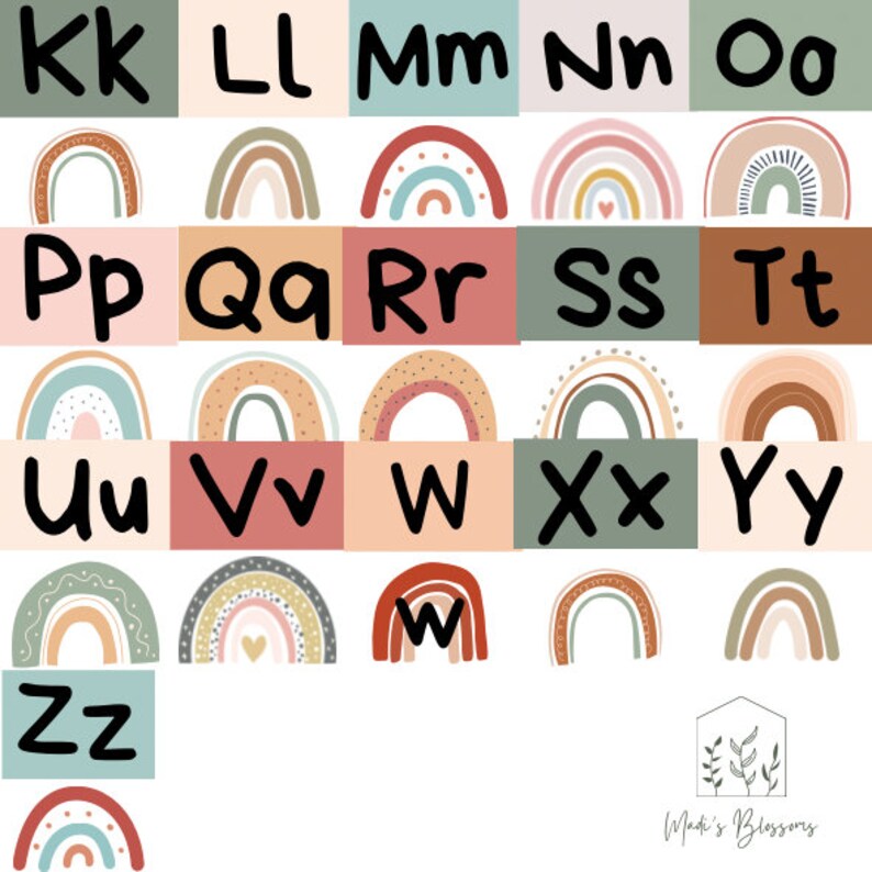 Boho Rainbow Alphabet Posters for Classroom - Etsy