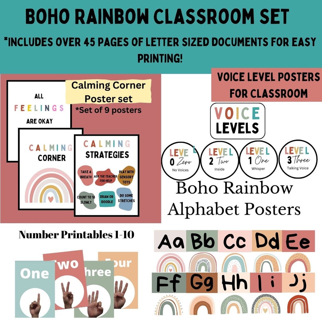 Boho Rainbow Classroom Décor Set - Etsy