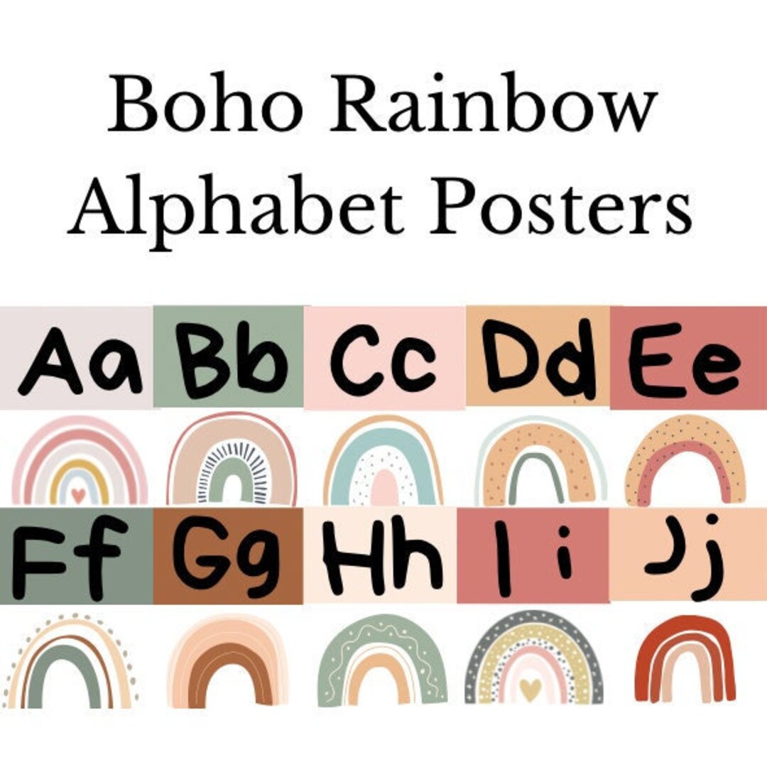 Boho Rainbow Alphabet Posters for Classroom - Etsy