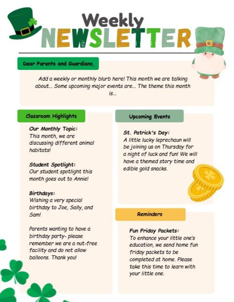 Editable Back to School Parent Newsletter Template Bundle - Etsy