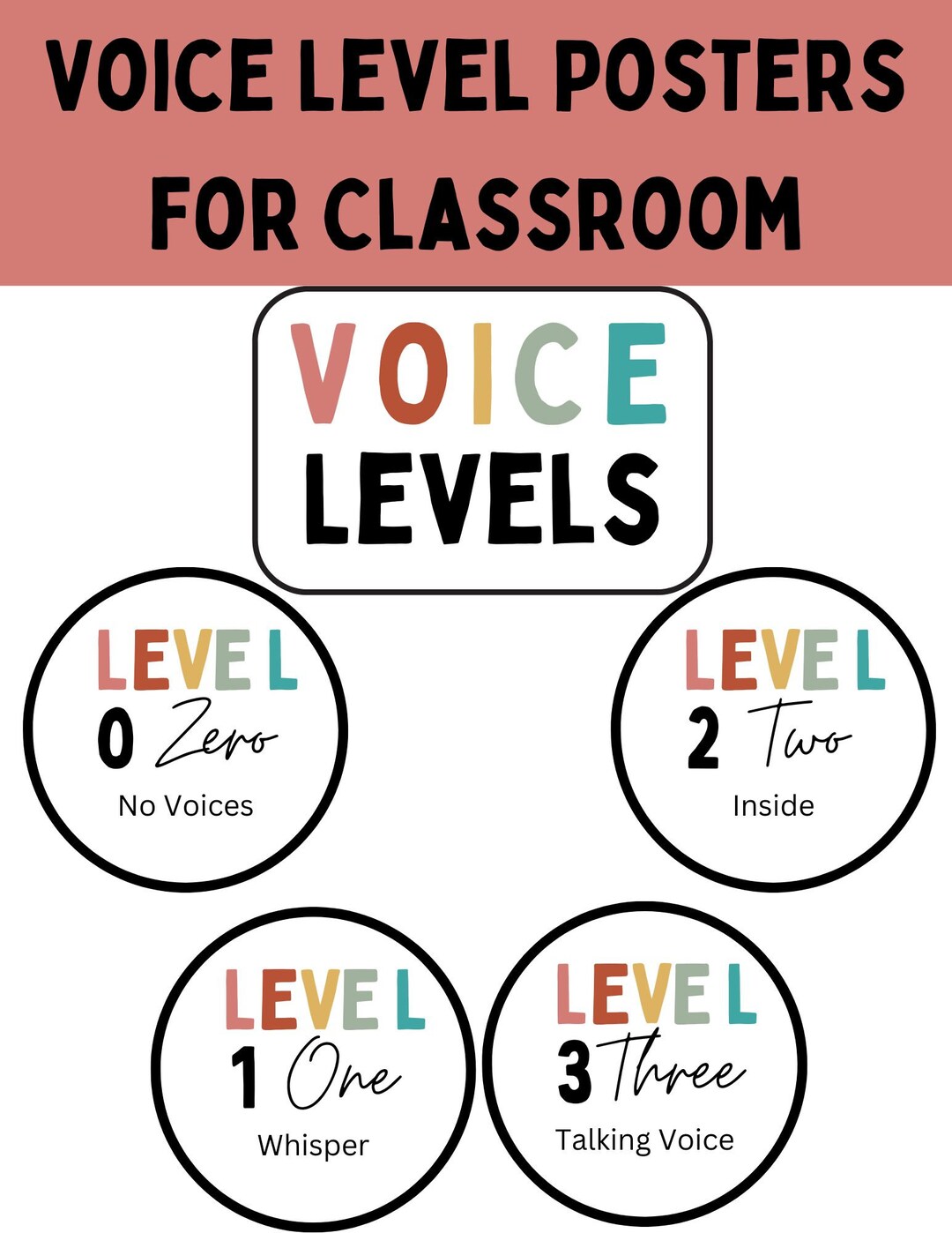 Rainbow Voice Level Posters for Classroom - Etsy