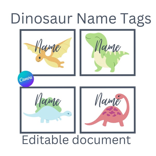 Dinosaur Name Tags - Etsy