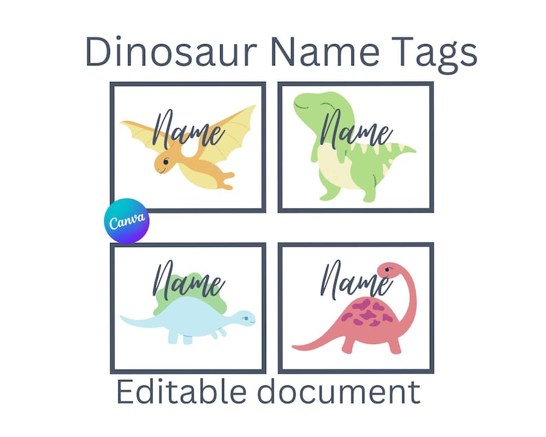 Dinosaur Themed Name Tags - Etsy