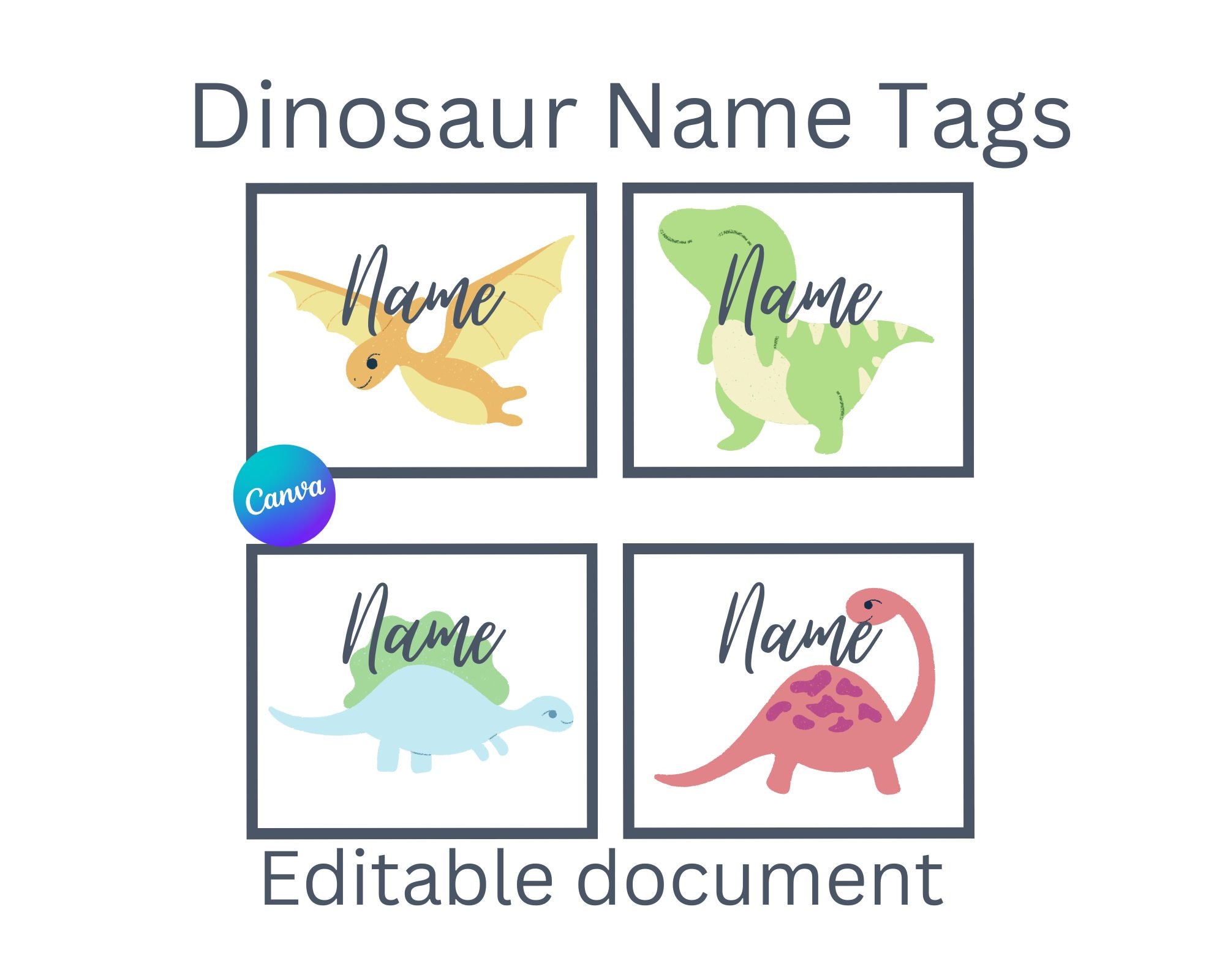 Dinosaur Themed Name Tags - Etsy
