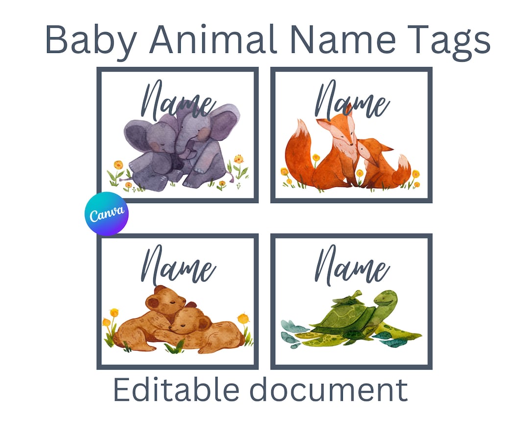 Baby Animal Name Tags - Etsy