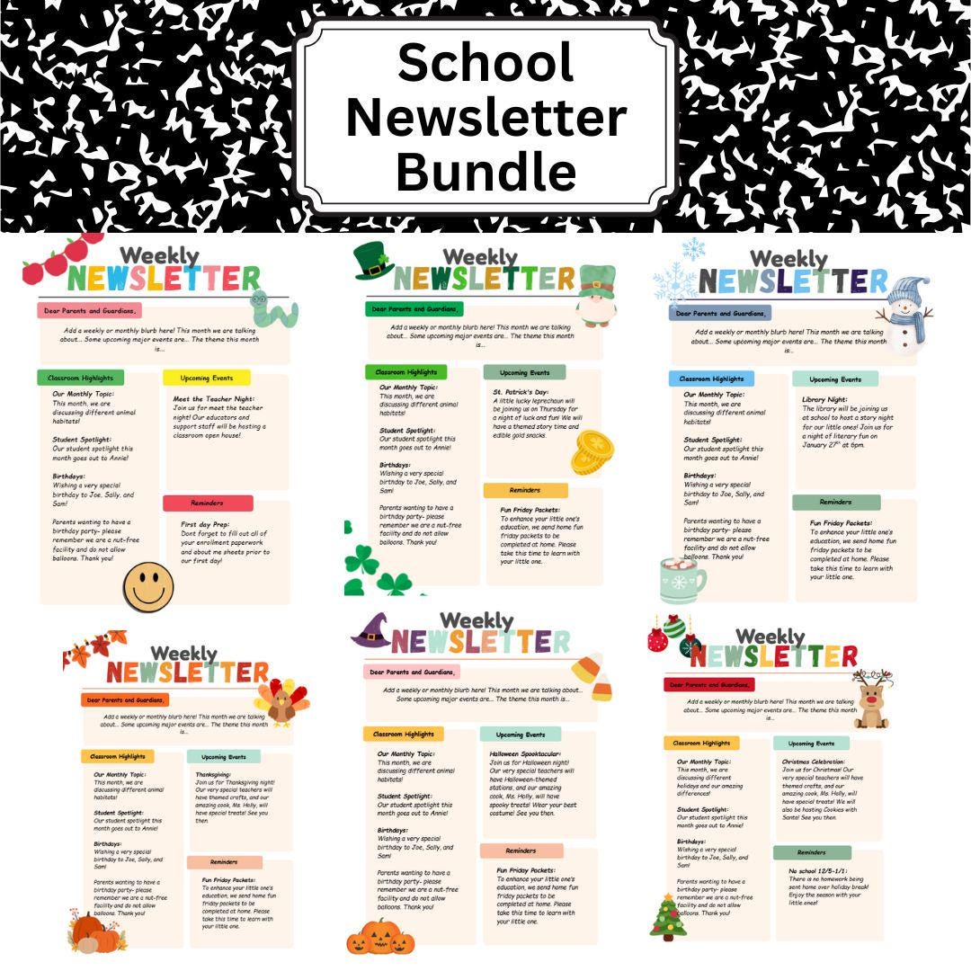 Editable Back to School Parent Newsletter Template Bundle - Etsy