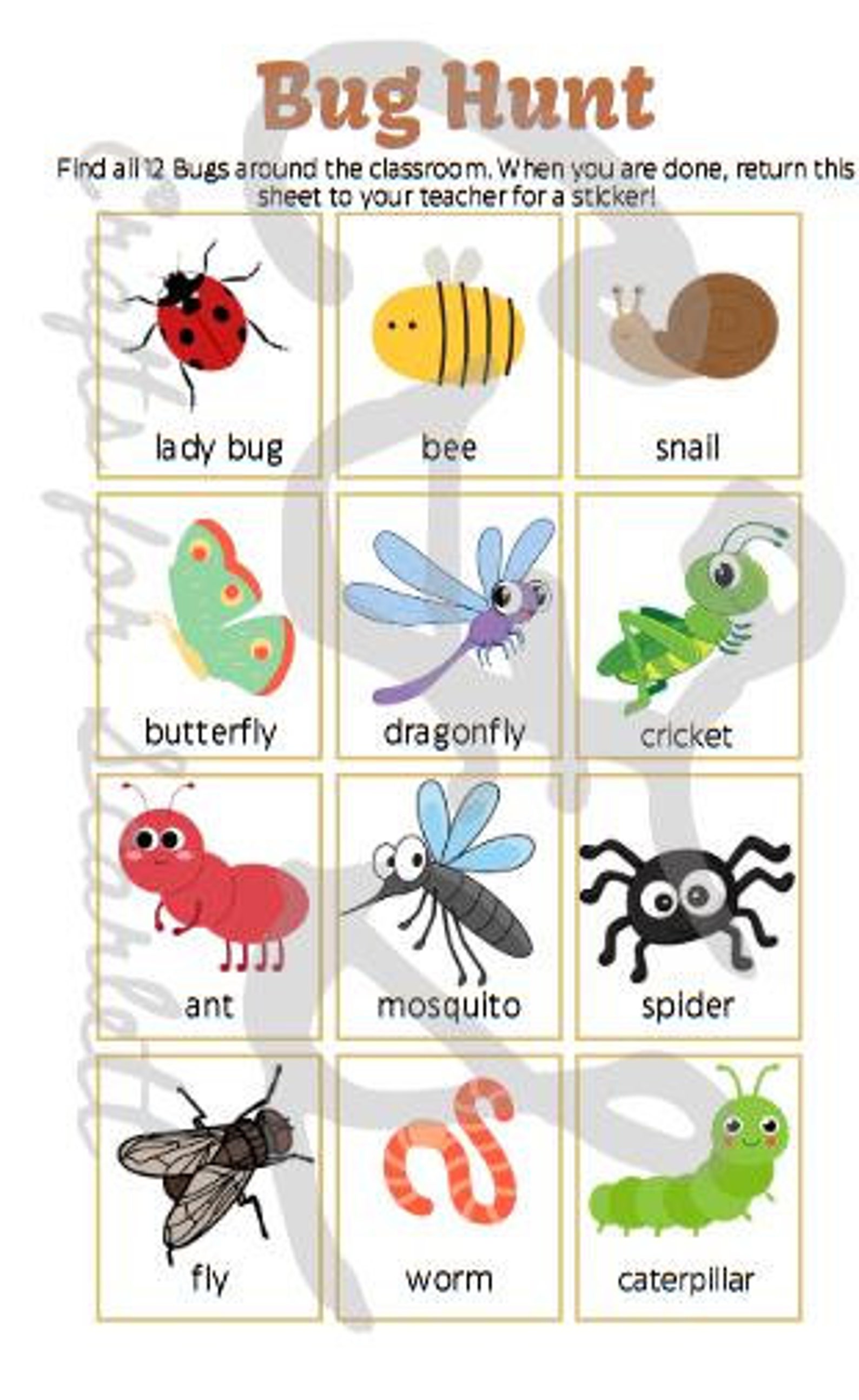Children's Bug Hunt Activity Printable - Etsy