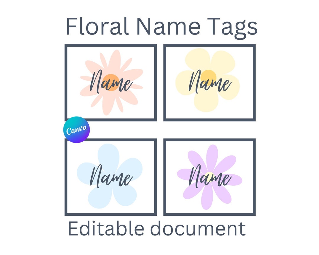 Floral Name Tags - Etsy