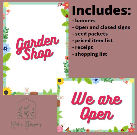 Garden Shop Dramatic Play Printable - Etsy