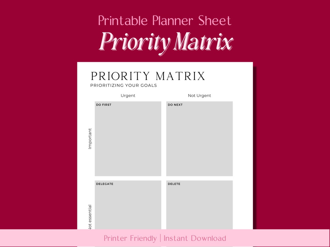 Priority Matrix Printable // Small Business Planner, Business Organiser ...