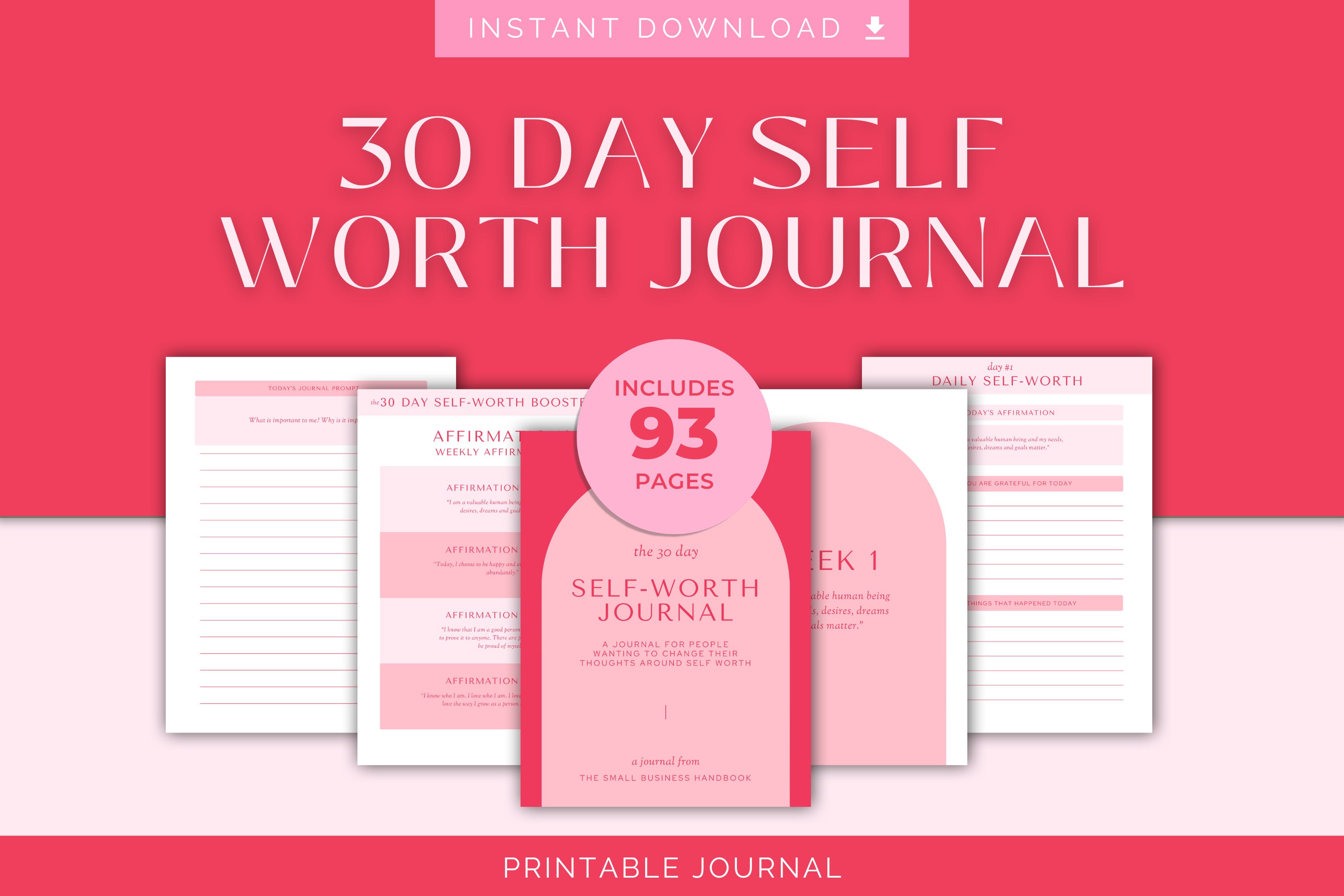 Self Worth Journal Motivational Planner, Mental Wellbeing, Growth ...