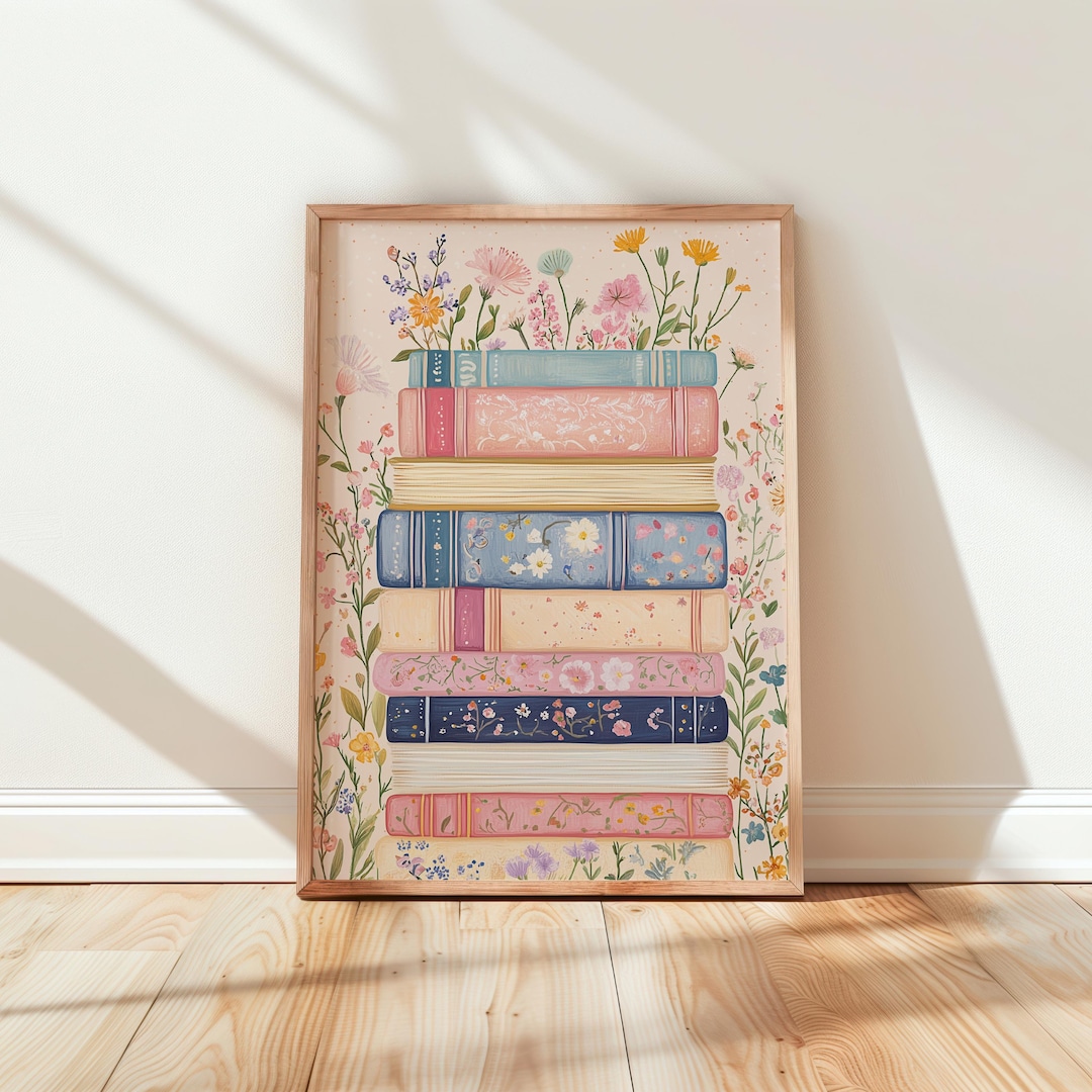 Bloomcore Books Wall Print | Printable Wall Art, Floral Wall Print ...