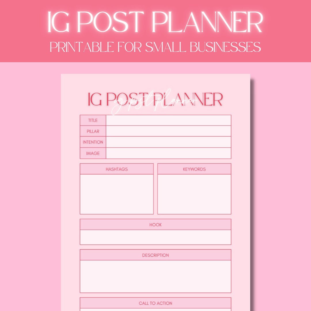 Instagram Post Content Planner // Social Media for Business - Etsy UK