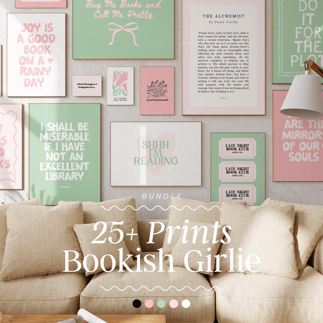 Book Lover Wall Prints Set | Bookish Prints, Gift for Bookworm, Reading ...