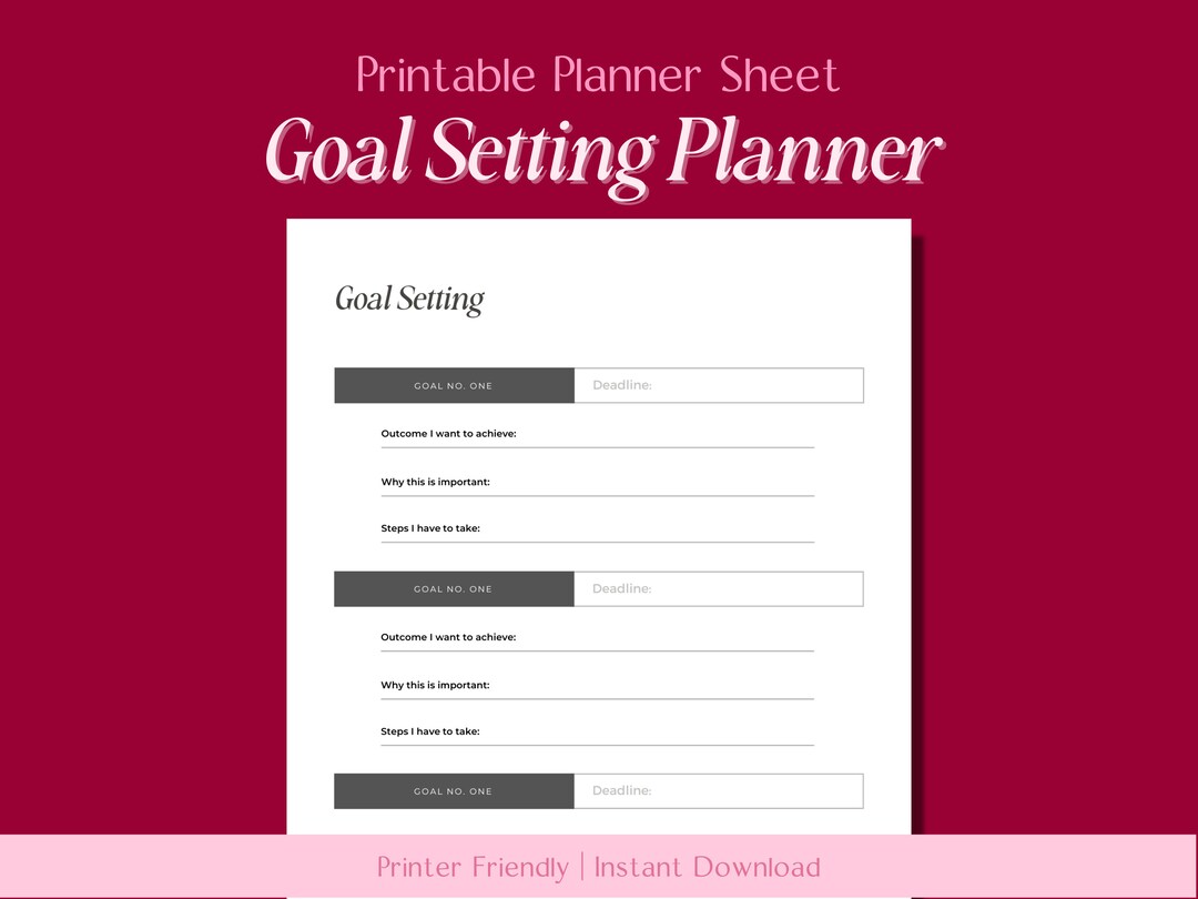 Goal Setting Planner Printable // Goal Getter, Goals Planner, Dream ...