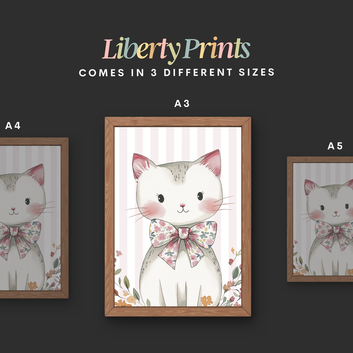 Liberty Cat Nursery Wall Art // Printable Wall Art, Floral Print ...