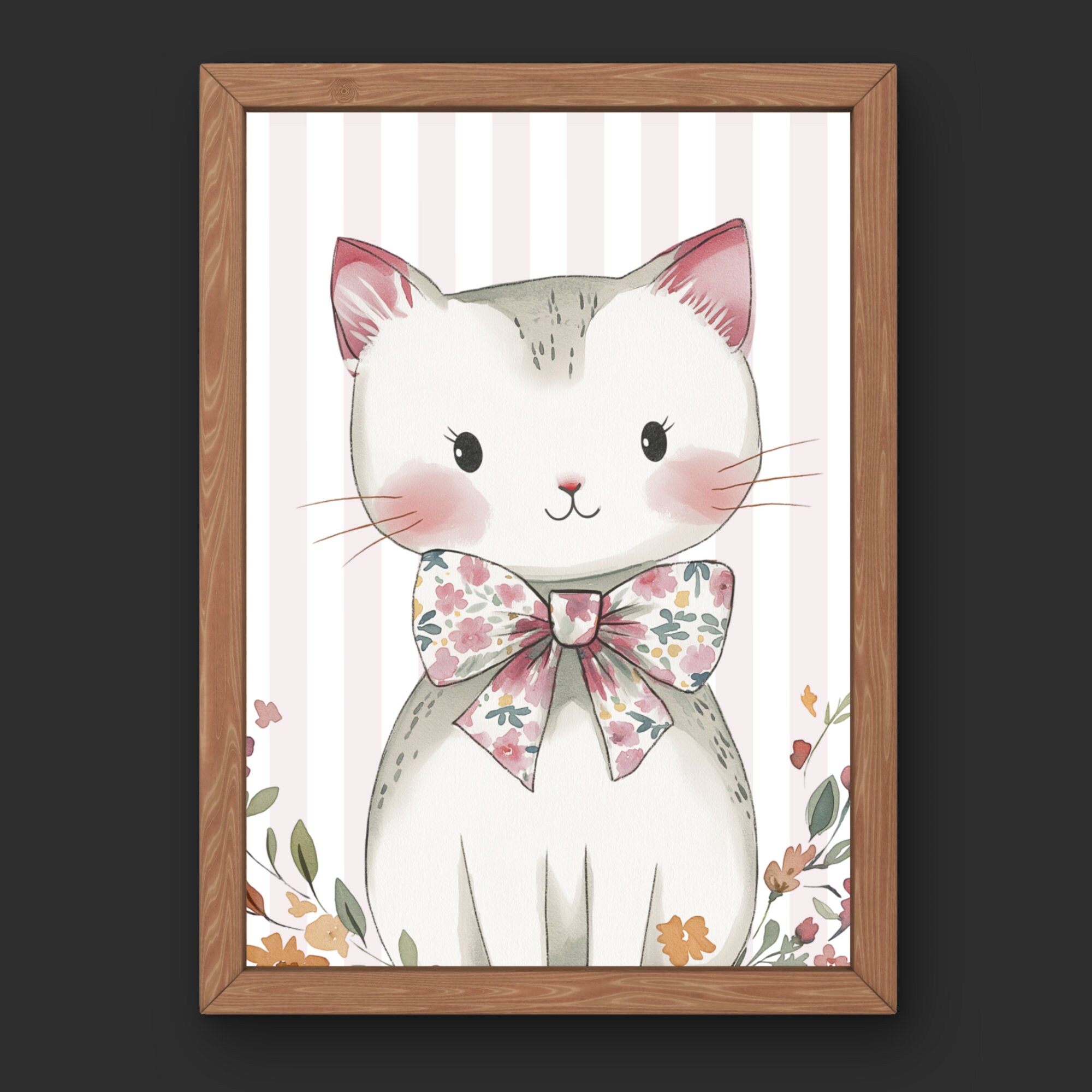 Liberty Cat Nursery Wall Art // Printable Wall Art, Floral Print ...