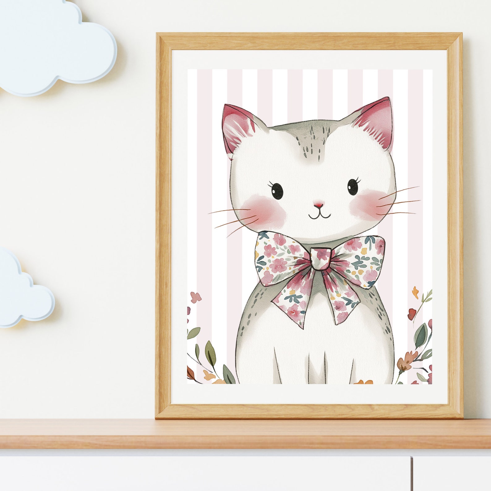 Liberty Cat Nursery Wall Art // Printable Wall Art, Floral Print ...