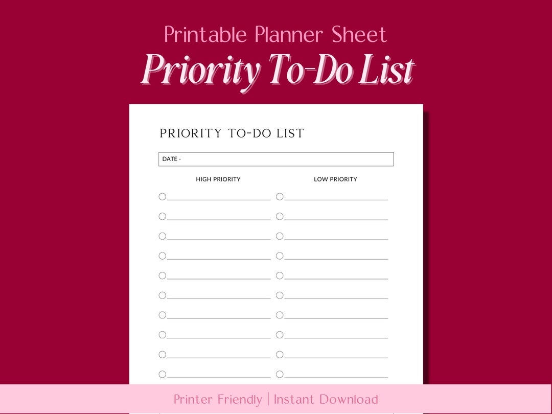 Priority to Do List Printable // Small Business Planner, Business ...