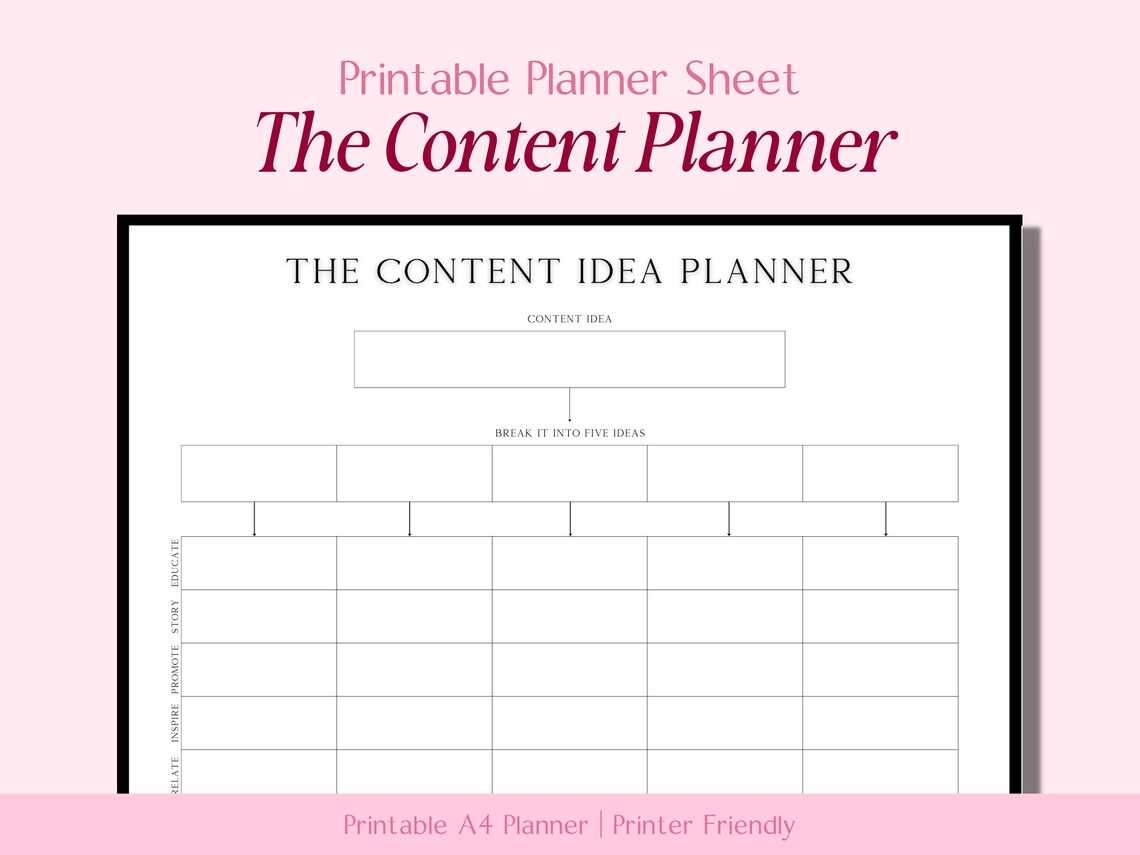 Content Planner Printable // Small Business Planner, Business Organiser ...