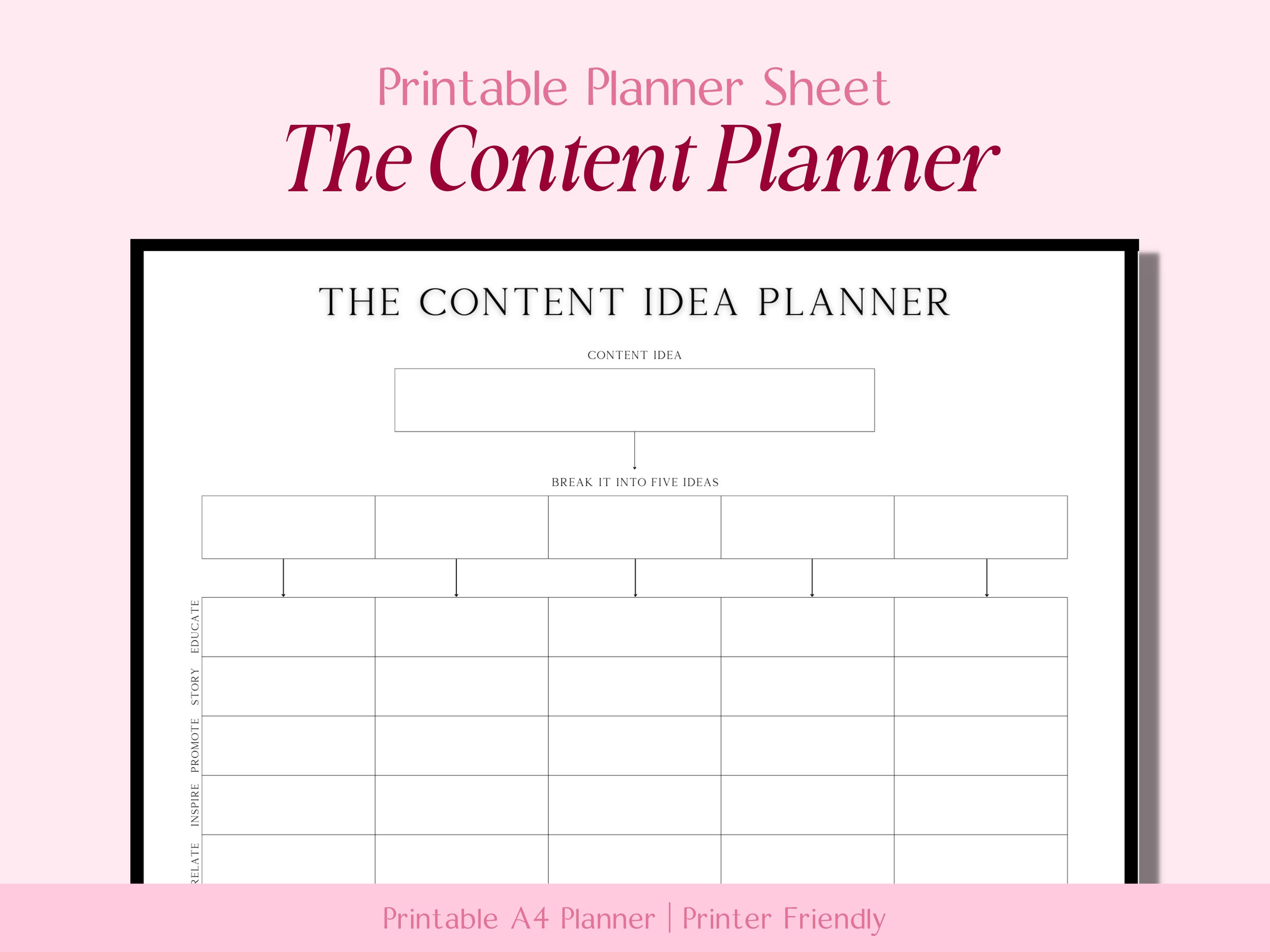 Content Planner Printable // Small Business Planner, Business Organiser ...
