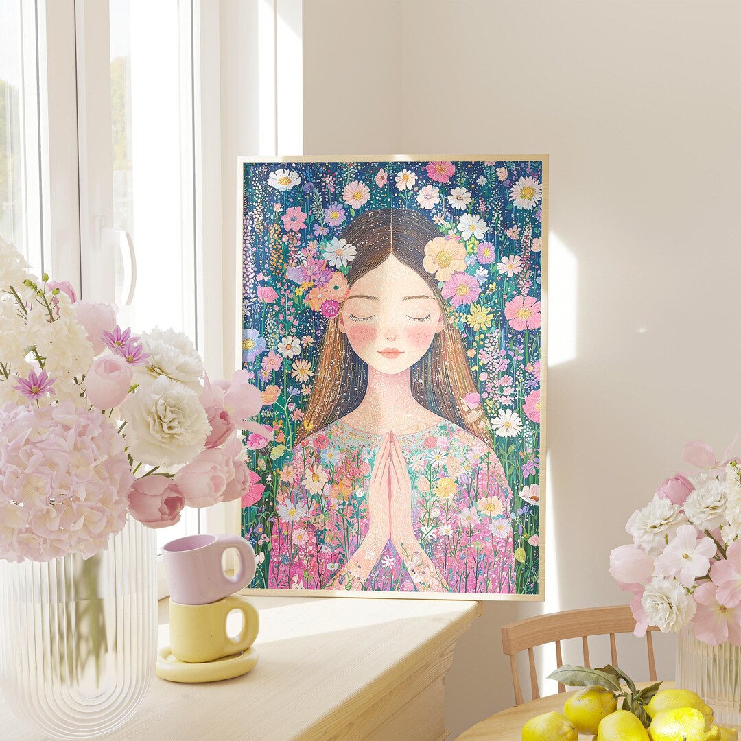 Bloomcore Yoga Aesthetic Wall Art Printable Wall Art, Floral Wall Print ...