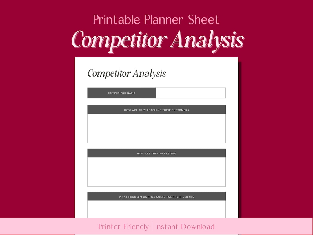 Competitor Analysis Printable // Small Business Growth, Etsy Help ...